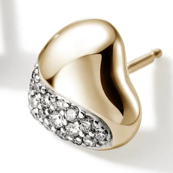John Hardy Pebble Heart Stud Earrings Diamonds