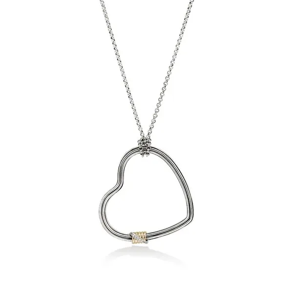 John Hardy Bamboo Heart Necklace With Diamonds - Silver