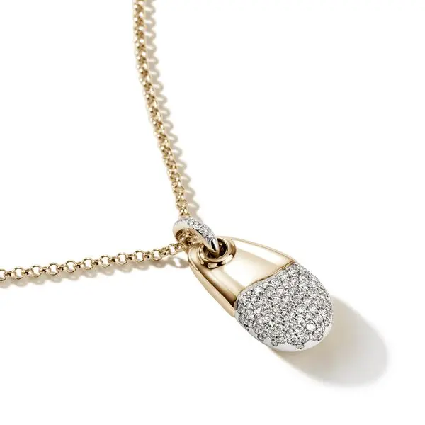 John Hardy Gold Diamond Pebble Pendant Necklace