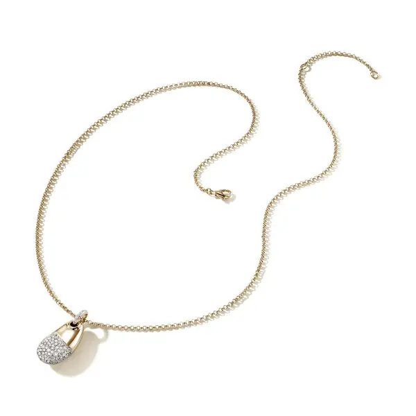 John Hardy Gold Diamond Pebble Pendant Necklace