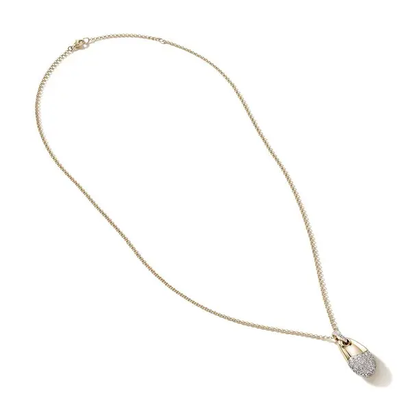 John Hardy Gold Diamond Pebble Pendant Necklace