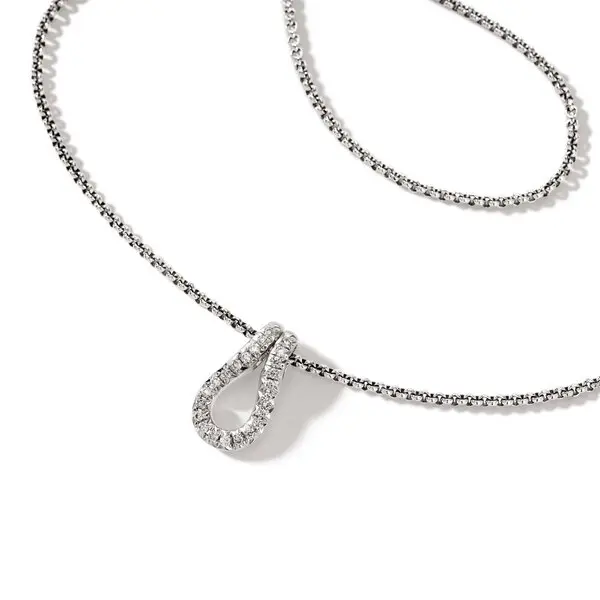 John Hardy Sterling Surf Pendant Necklace With Diamonds