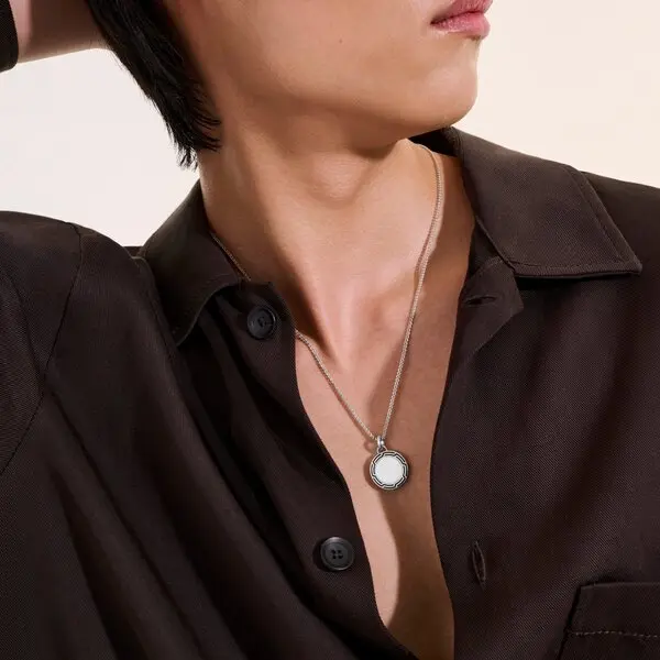 John Hardy Tag Necklace, Sterling Silver, Enamel