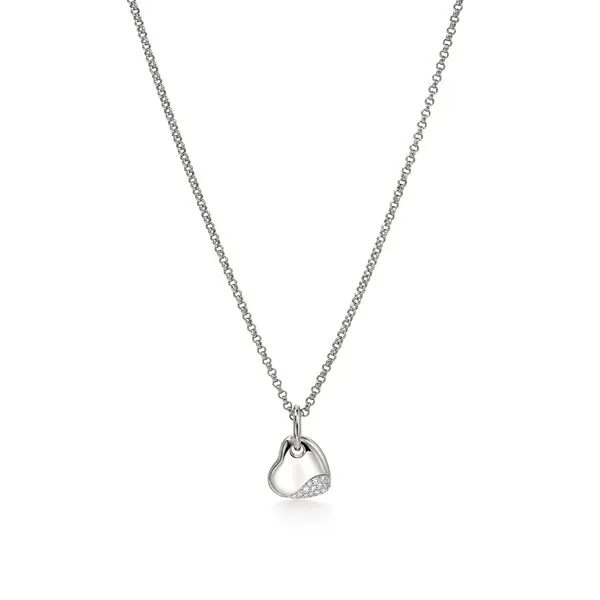 John Hardy Pebble Heart Diamond Necklace - Silver