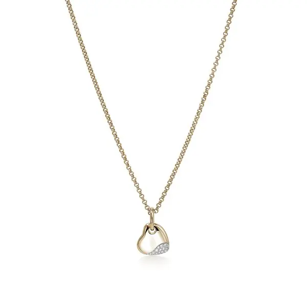 John Hardy Pebble Heart Necklace With Diamonds - Gold