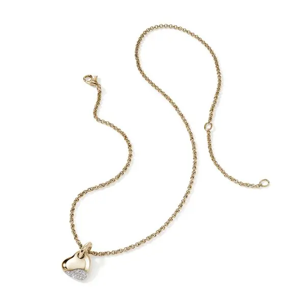 John Hardy Pebble Heart Necklace With Diamonds
