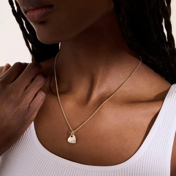 John Hardy Pebble Heart Necklace With Diamonds