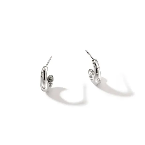 John Hardy Surf J Hoop Diamond Earrings, 15mm
