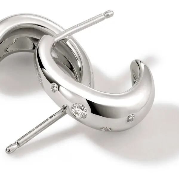 John Hardy Surf J Hoop Diamond Earrings, 15mm