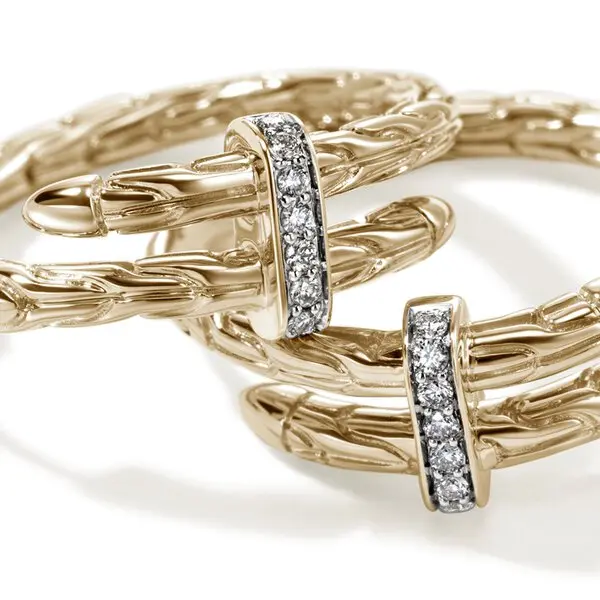 John Hardy Spear Hoop Diamond Earrings, 22.5mm - Gold