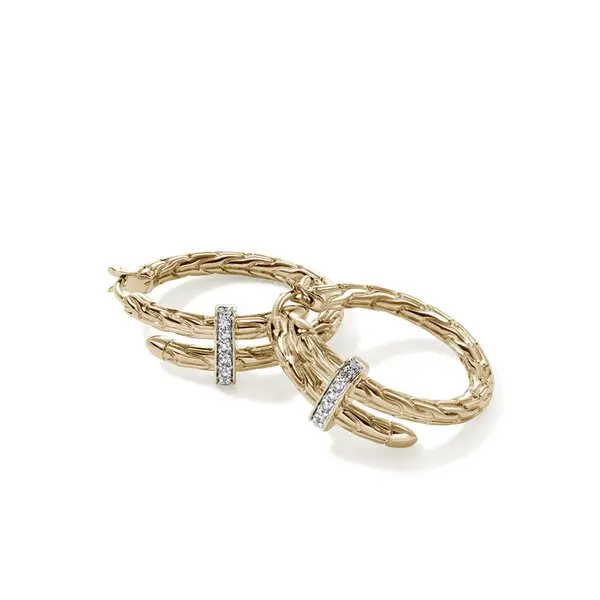 John Hardy Spear Hoop Diamond Earrings, 22.5mm - Gold