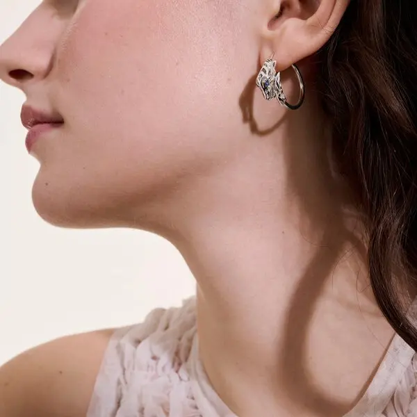 John Hardy Naga Hoop Earrings 25mm - Sterling Silver