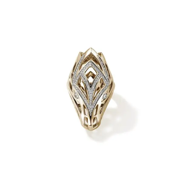 John Hardy Naga Ring In 14k Yellow With Diamonds - Gold