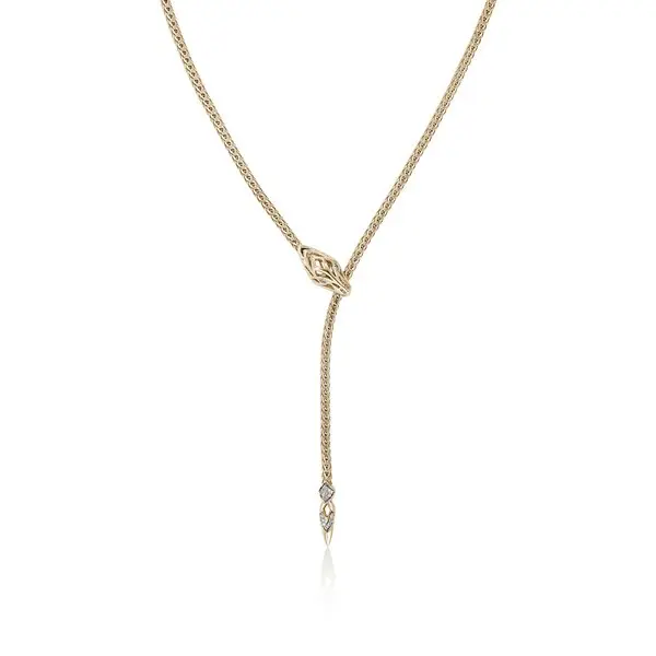 John Hardy Naga Lariat With Diamonds, 2.5mm - Gold