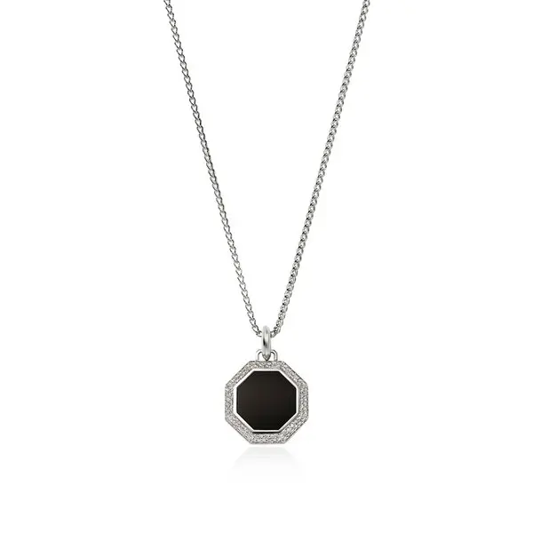 John Hardy Tag Necklace Diamonds - Silver