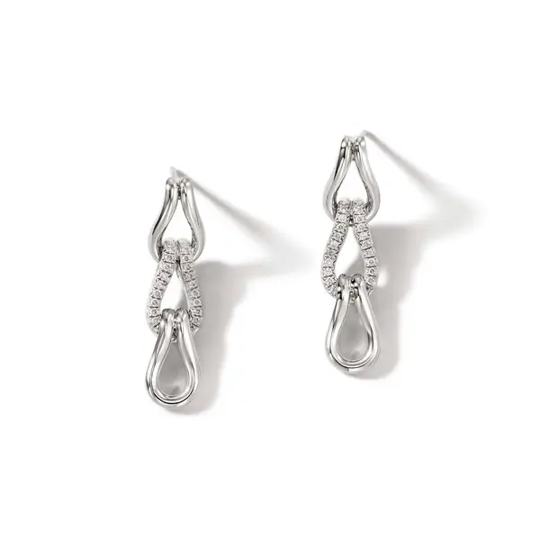 John Hardy Surf Link Diamond Earrings - Sterling Silver