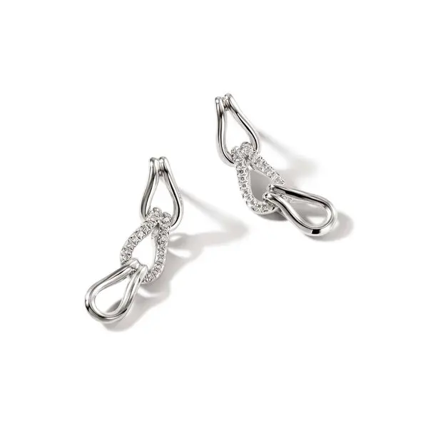John Hardy Surf Link Diamond Earrings - Sterling Silver