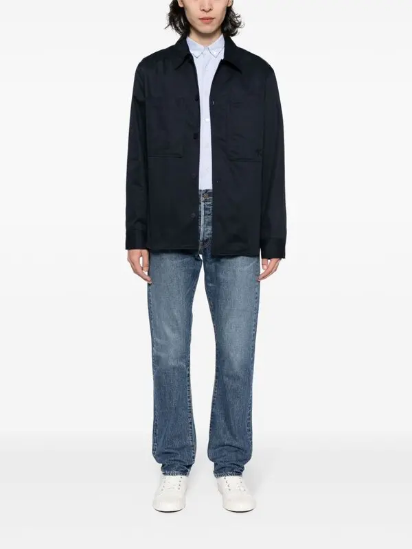 Maison Kitsuné Logo-embroidered Cotton Shirt - Blue