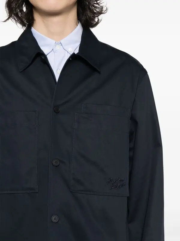 Maison Kitsuné Logo-embroidered Cotton Shirt - Blue