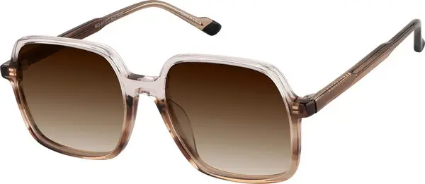 Zenni Retro Square Sunglasses - Crystal Sand And Brown