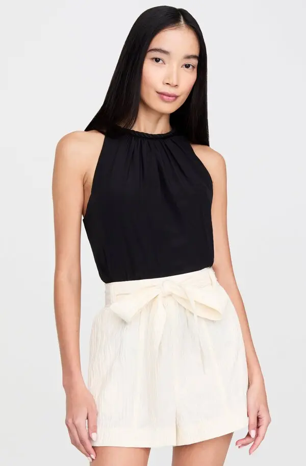 MARIE OLIVER Elena Halter Neck Top - Black