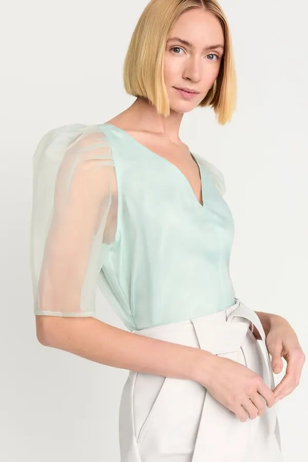MARIE OLIVER Addie Blouse Sheer Voluminous Sleeves, V-neck