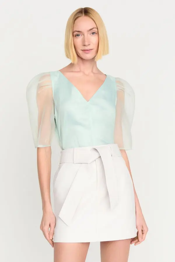 MARIE OLIVER Addie Blouse Sheer Voluminous Sleeves, V-neck