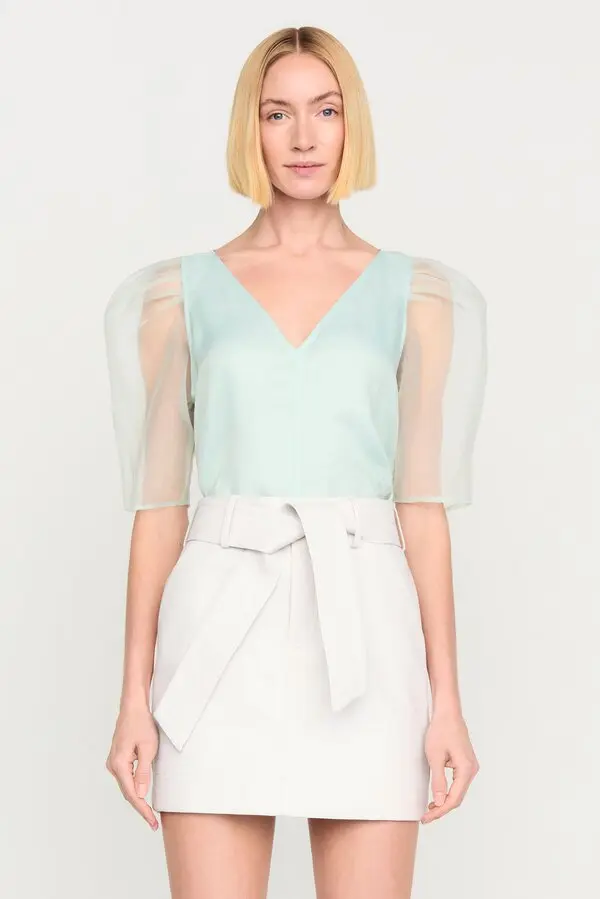 MARIE OLIVER Addie Blouse Sheer Voluminous Sleeves, V-neck