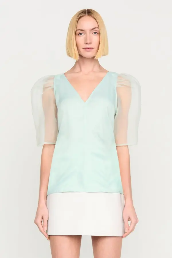 MARIE OLIVER Addie Blouse Sheer Voluminous Sleeves, V-neck