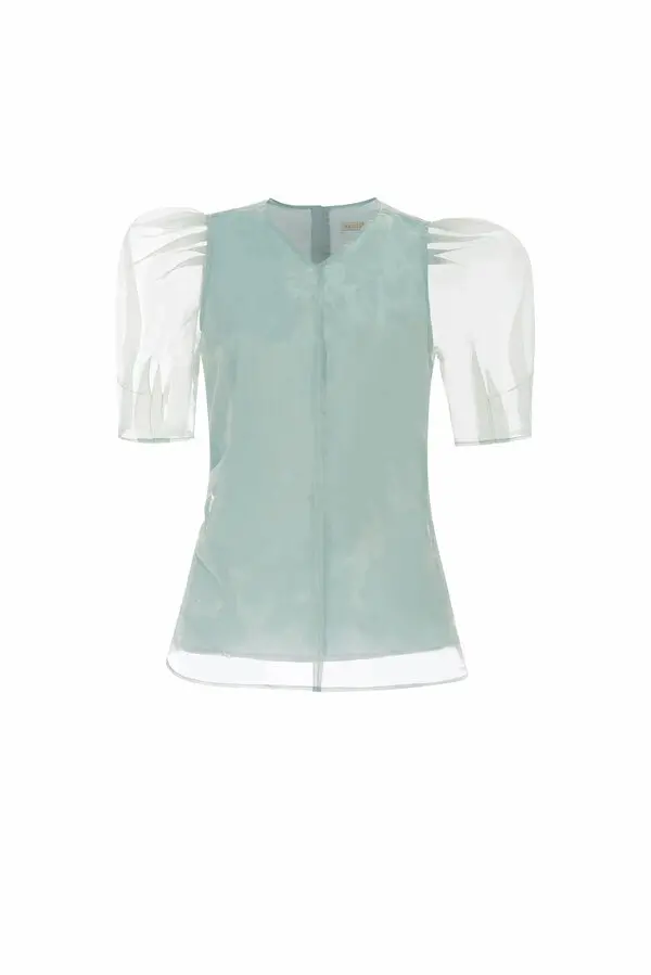 MARIE OLIVER Addie Blouse Sheer Voluminous Sleeves, V-neck