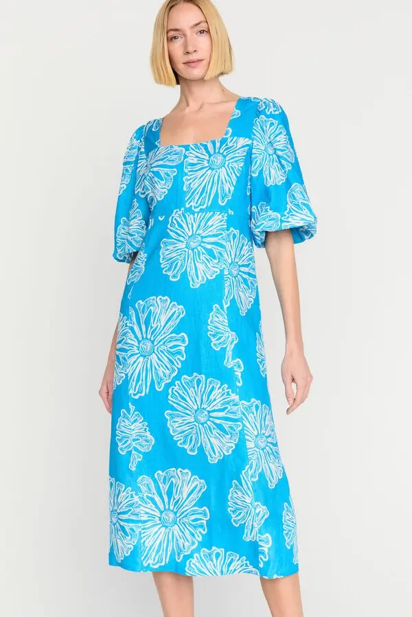 MARIE OLIVER Melanie Floral Print Linen Dress