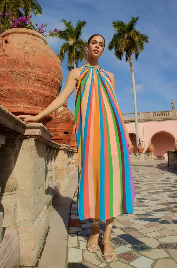 MARIE OLIVER Elena Maxi Dress Rainbow Stripes - Prisma