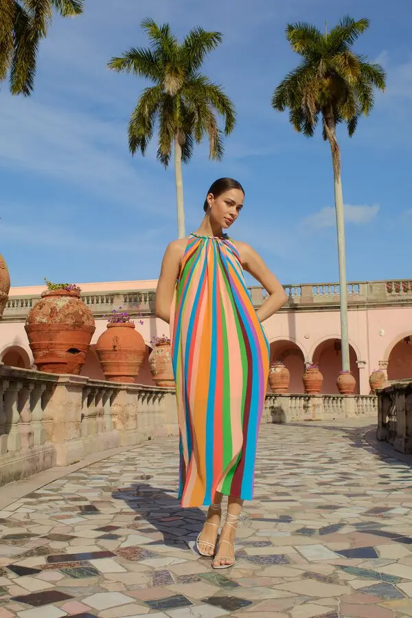 MARIE OLIVER Elena Maxi Dress Rainbow Stripes - Prisma