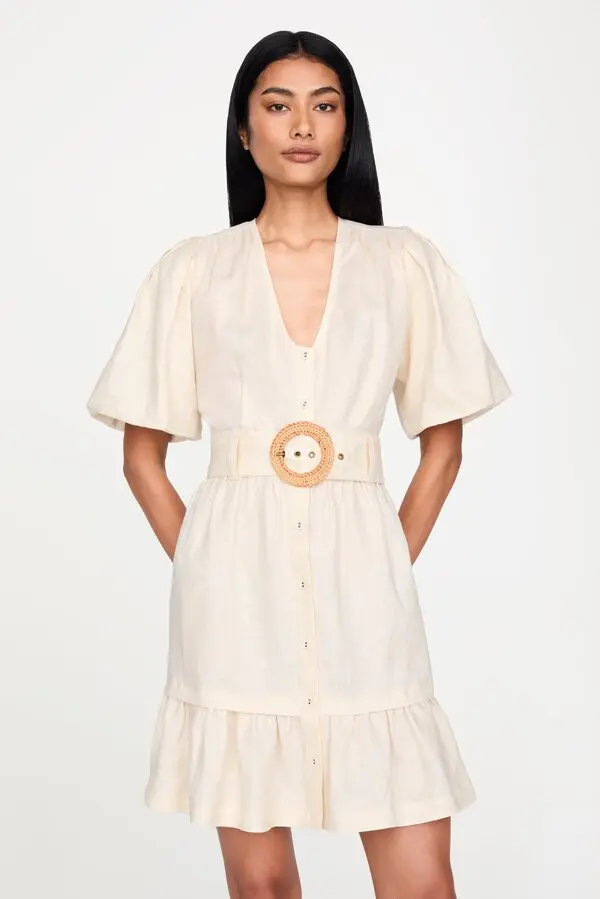 MARIE OLIVER Gwyneth Linen Dress - Whitecap