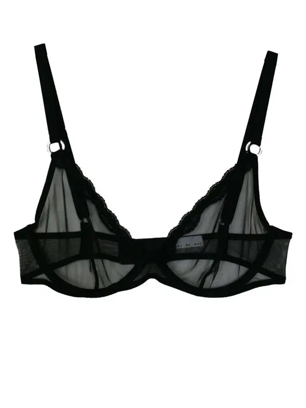 Fleur Du Mal Sheer Tulle Demi Bra - Black