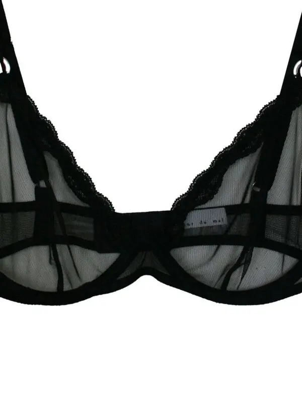 FLEUR DU MAL Sheer Tulle Demi Bra - Black