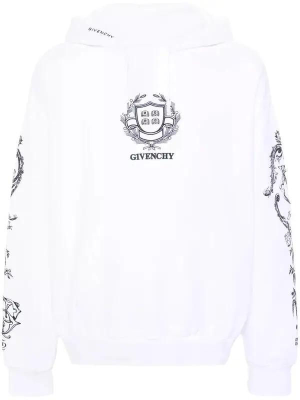 Givenchy Logo-embroidered Cotton Hoodie - White