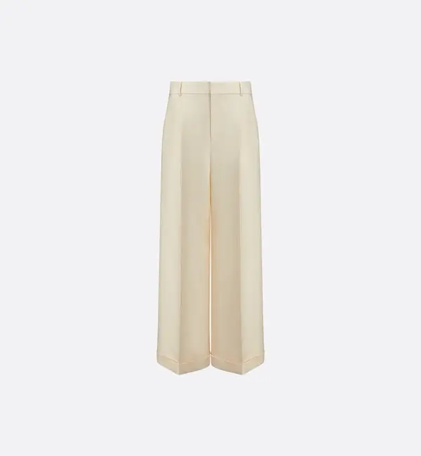 Dior Flared Pants Ecru Wool And Silk