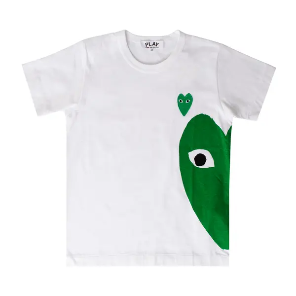 Play Comme Des Garcon Short-sleeve T-shirt With Green Heart - White