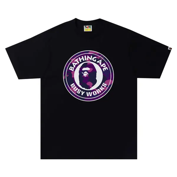 A BATHING APE Color Camo A Busy Works Tee - Black
