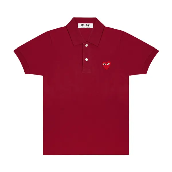 Play Comme Des Garcon Big Heart Polo 'burgundy - Red