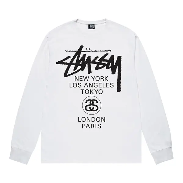 StüSsy World Tour Long-Sleeve Tee White Editorialist