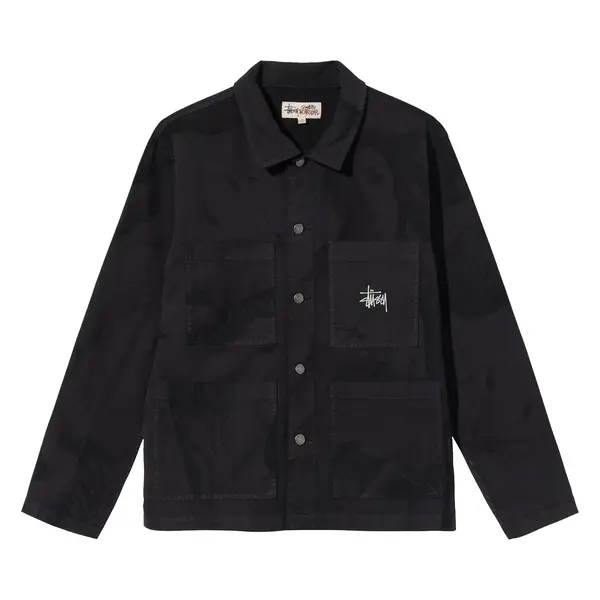 StüSsy Washed Canvas Shop Jacket - Black | Editorialist