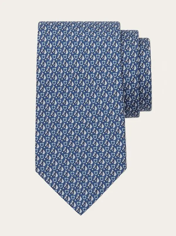 FERRAGAMO Equestrian Print Neck Tie - Blue