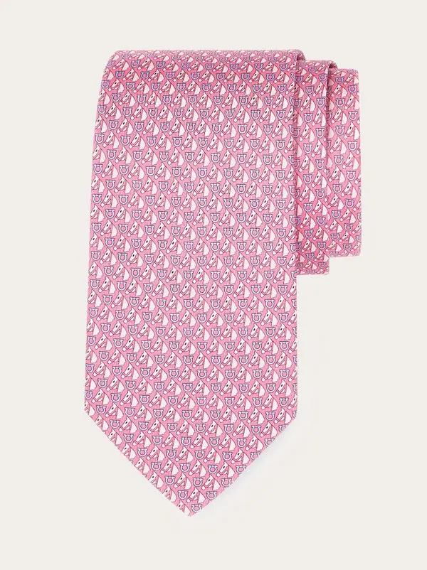 FERRAGAMO Equestrian Print Neck Tie - Pink