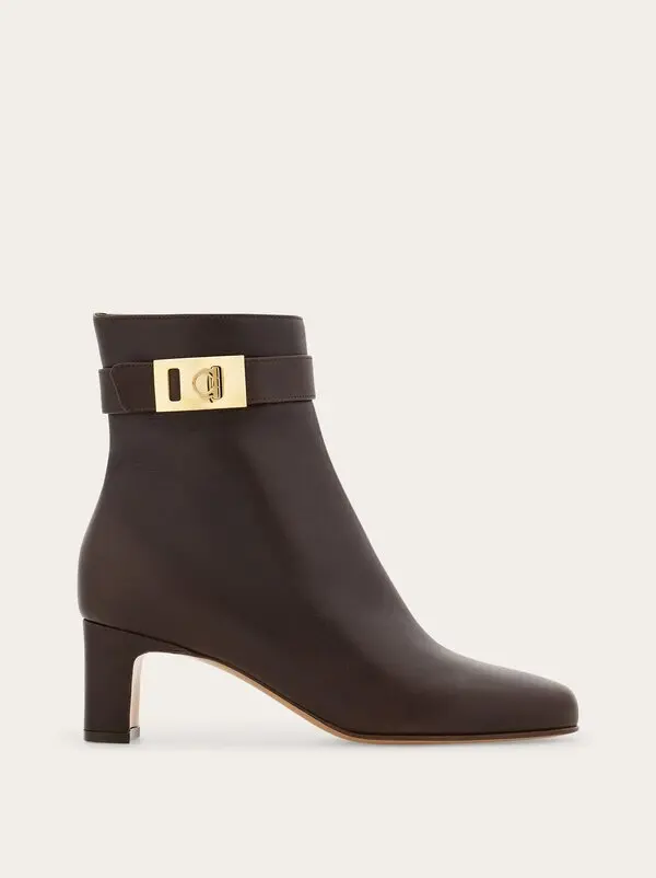 FERRAGAMO Hug Buckle Ankle Boots - Dark Chocolate