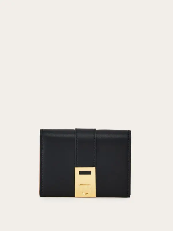 FERRAGAMO Hug Compact Two-tone Wallet - Black