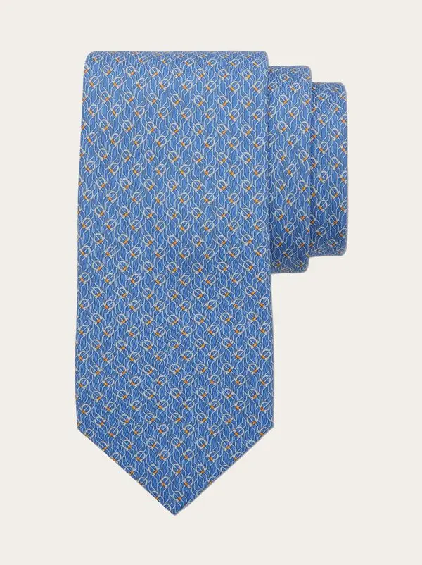 FERRAGAMO Tetris Print Silk Neck Tie - Blue