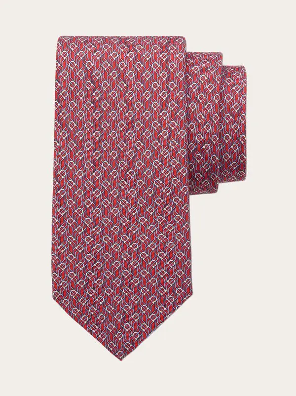 FERRAGAMO Tetris Print Silk Neck Tie - Red