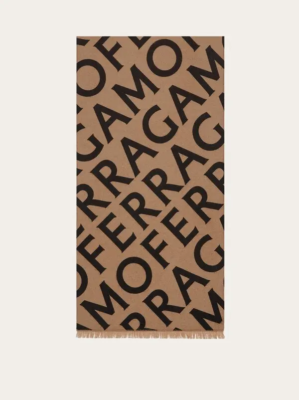 FERRAGAMO Double Scarf With Lettering - Beige